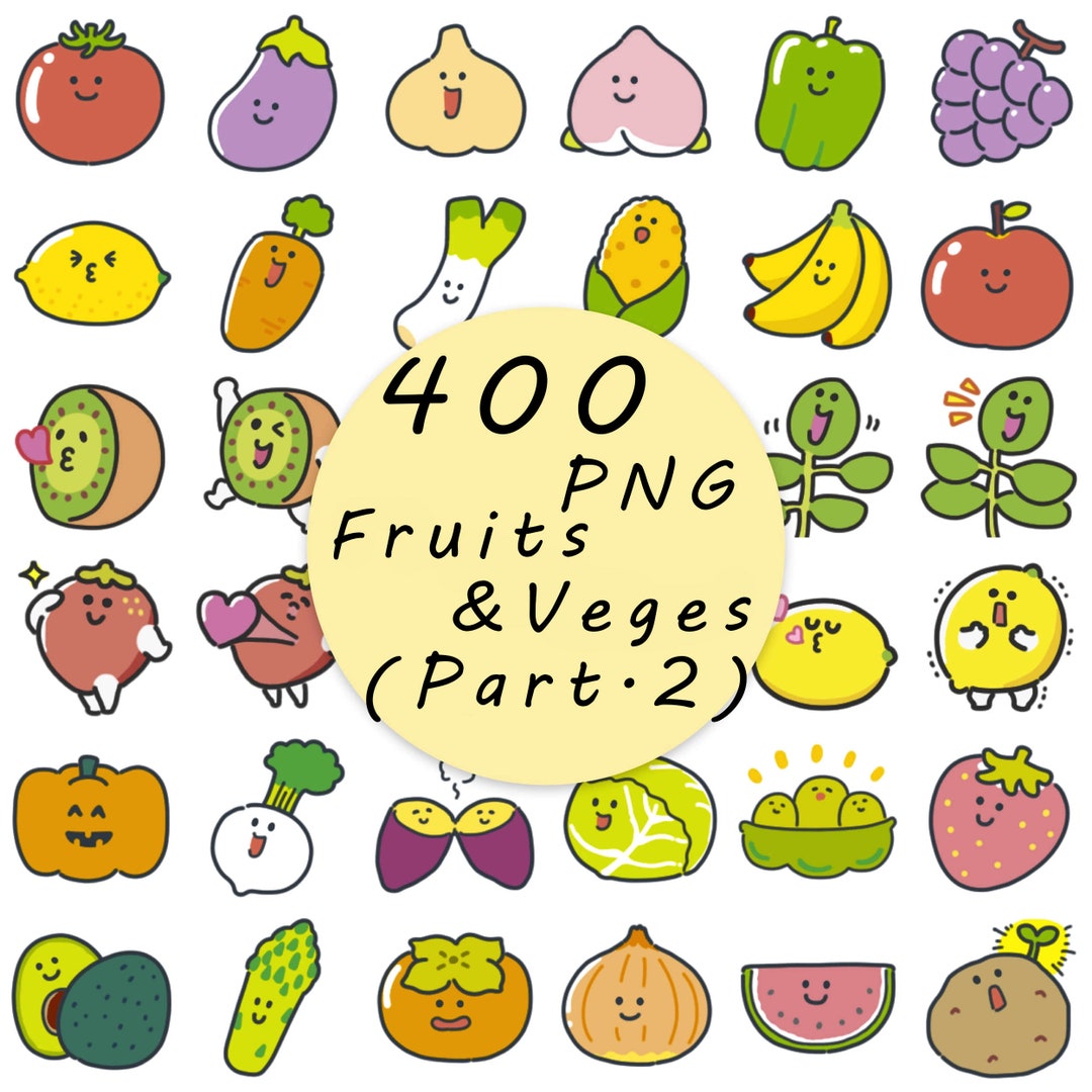 Digital Anime Cute Fruit&veges(part.2) Clip Art/sticker/goodnotes ...
