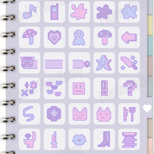 Digital Cute Purple Pixel Icons Clip Art/sticker/goodnotes/scrapbook ...