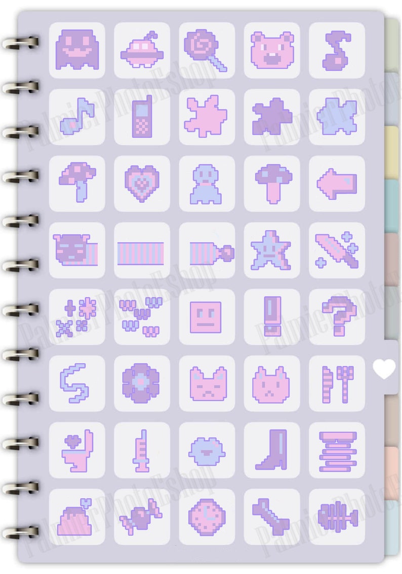 Digital Cute Purple Pixel Icons Clip Art/sticker/goodnotes/scrapbook ...