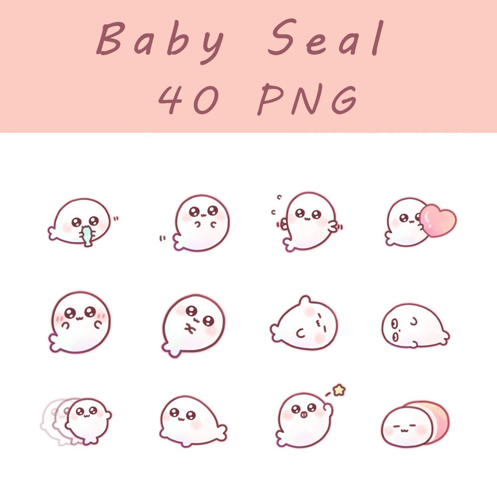 Digital Cute Baby Seal Clip Art/sticker/goodnotes/scrapbook/diary ...