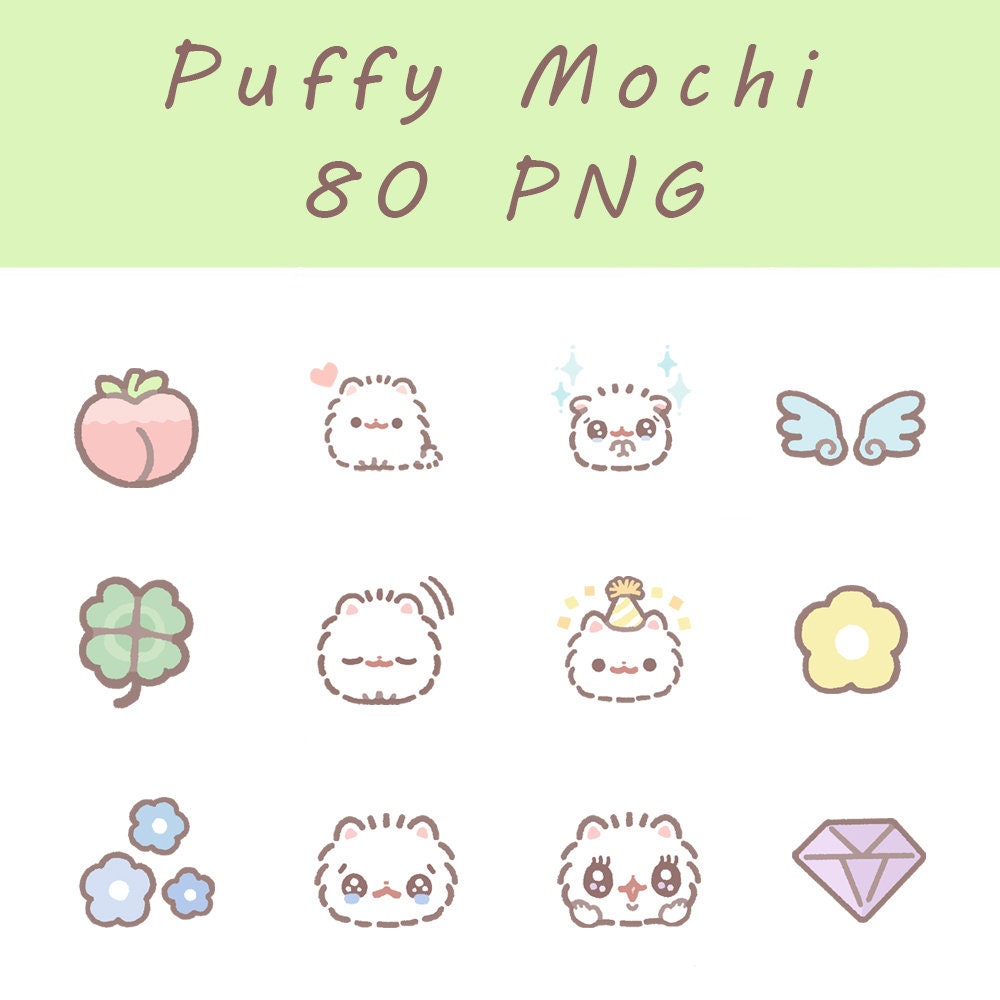 Digital Puffy Mochi Clip Art/sticker/goodnotes/scrapbook/diary/planner ...