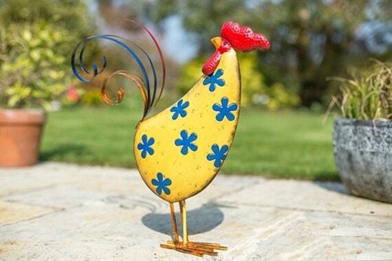 Metal Chicken Metal Hen Garden Metal Sculpture Garden | Etsy