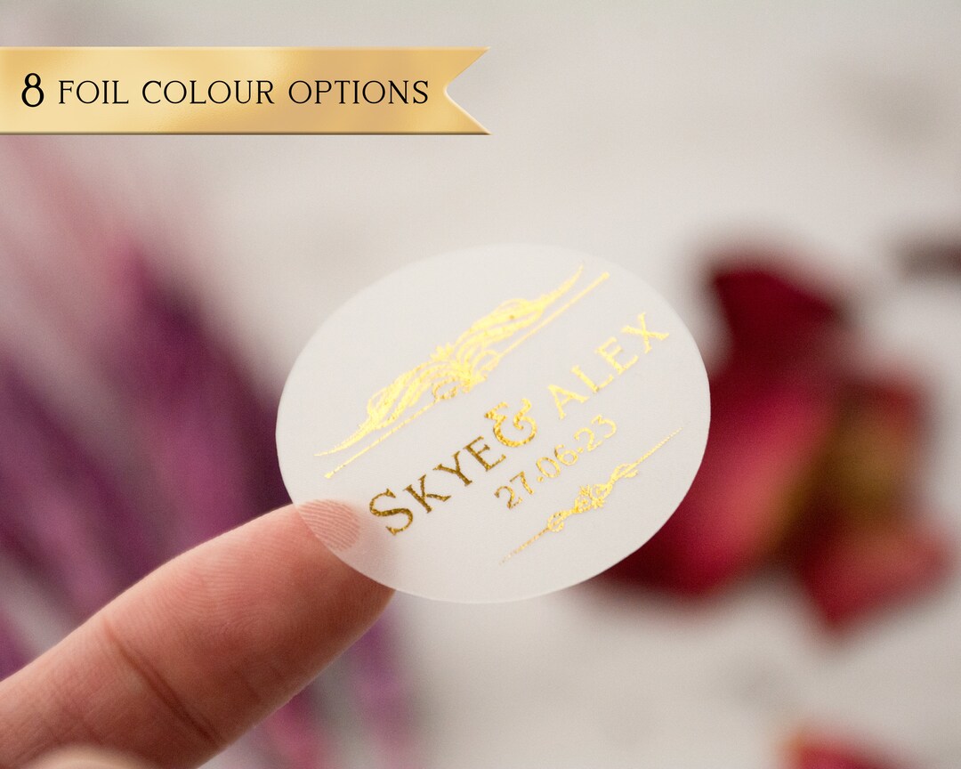 35 Real Foil Wedding Labels, Custom Circle Monogram Stickers, Real ...