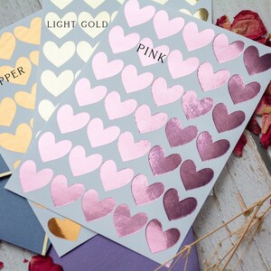 Set of 35 Real Gold Foil Heart Stickers, Love Heart Valentines Stickers ...
