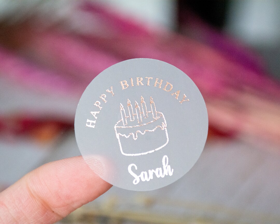Custom Birthday Stickers, 35 Foil Birthday Cake Stickers, Custom Age ...