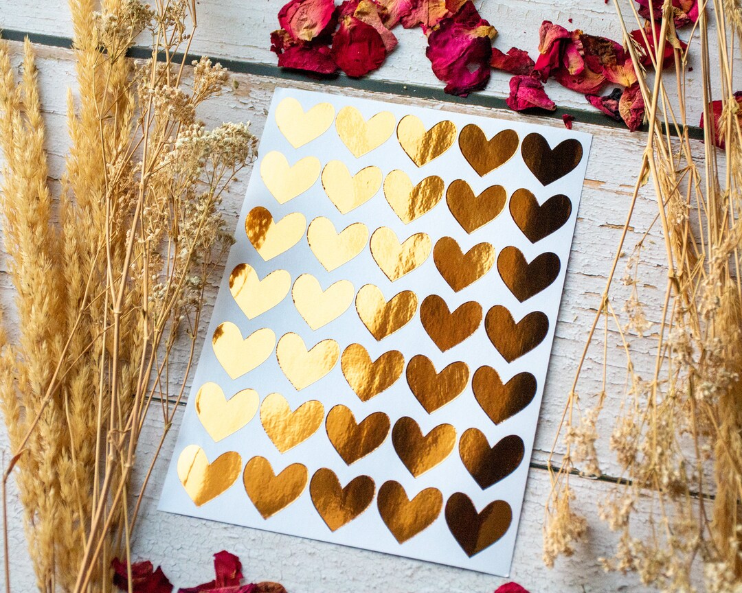 Wedding Heart Stickers Copper Foil Heart Shaped Stickers - Etsy