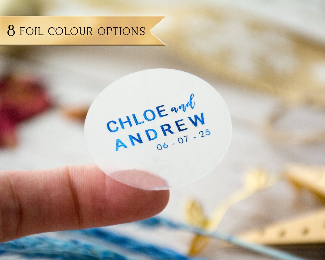 Real Blue Foil Wedding Stickers, Purple Foil, 8 Foil Options, Simple ...