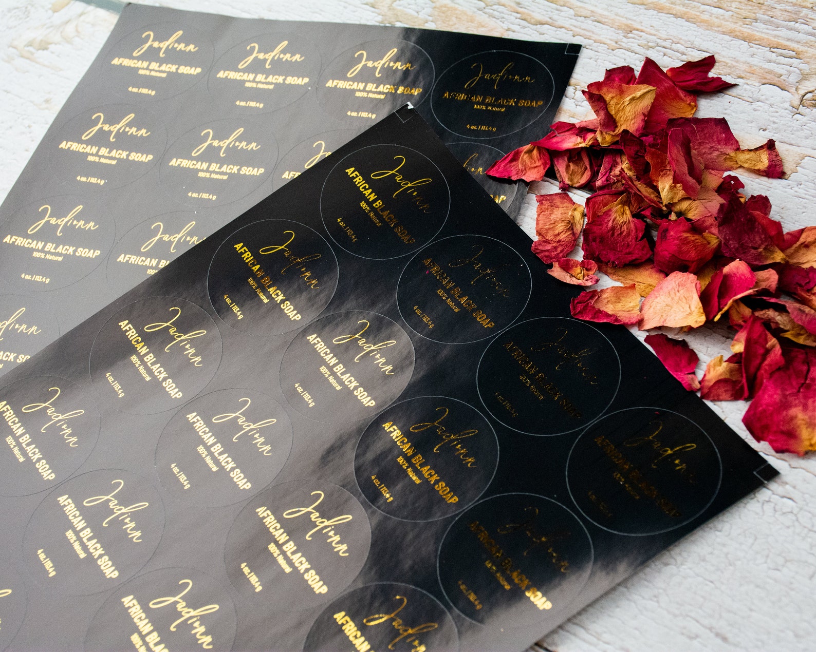 Black and Gold Stickers REAL FOIL Stickers With Black Paper | Etsy