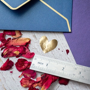 Set of 35 Real Gold Foil Heart Stickers, Love Heart Valentines Stickers ...