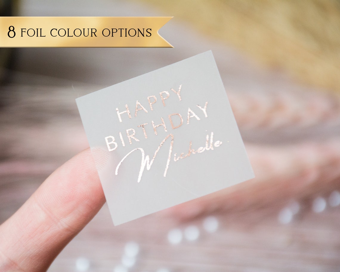 Custom Name Foil Birthday Stickers, Personalized Happy Birthday ...
