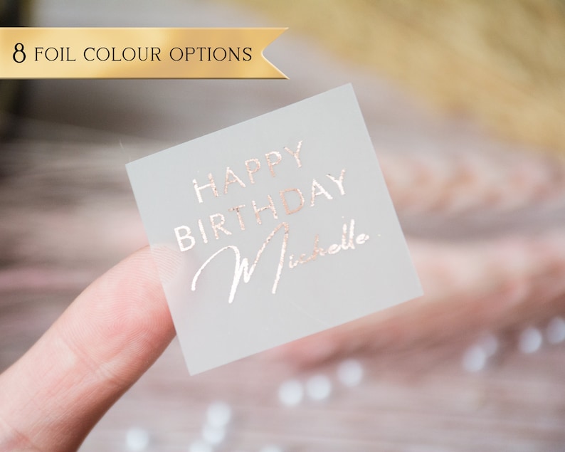 Custom Name Foil Birthday Stickers, Personalized Happy Birthday ...
