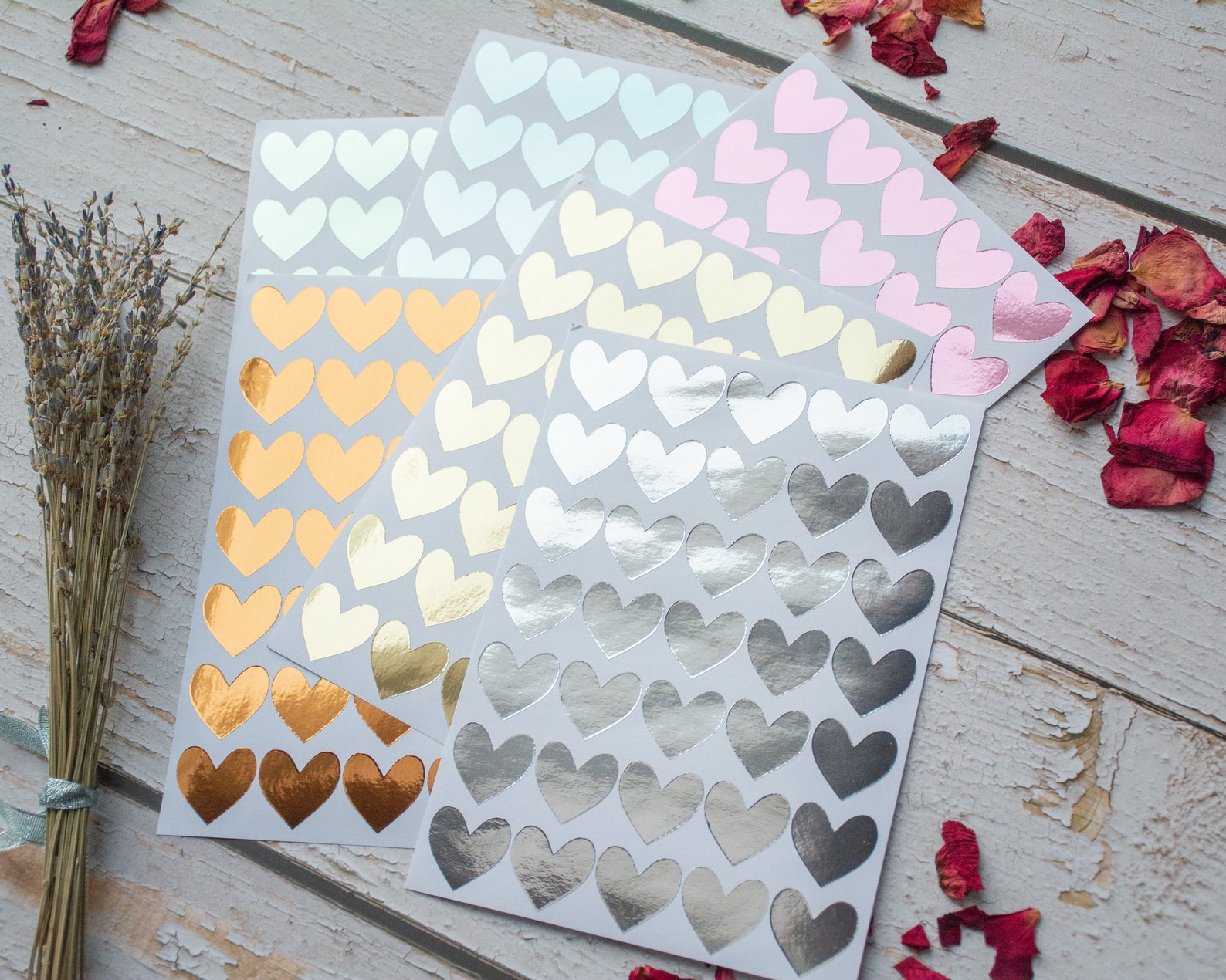 Shiny Pastel Green Heart Stickers for Wedding Valentines Day | Etsy