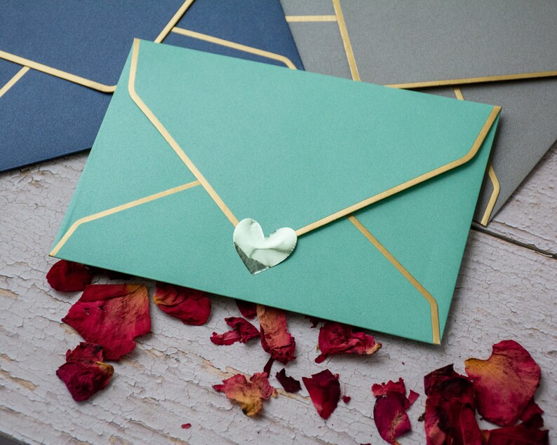 Shiny Pastel Green Heart Stickers for Wedding Valentines Day | Etsy