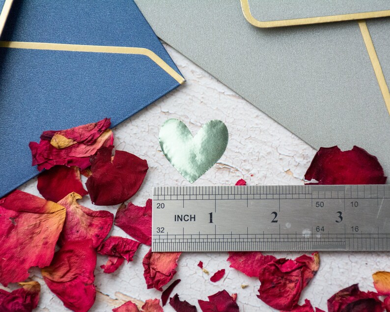 Shiny Pastel Green Heart Stickers for Wedding Valentines Day | Etsy