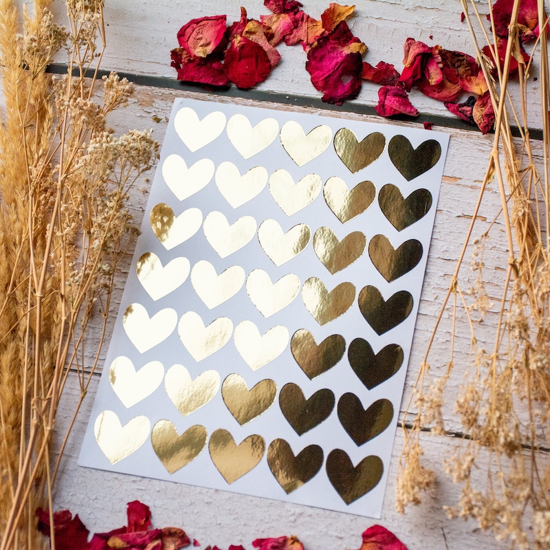 Gold Heart Stickers - Etsy