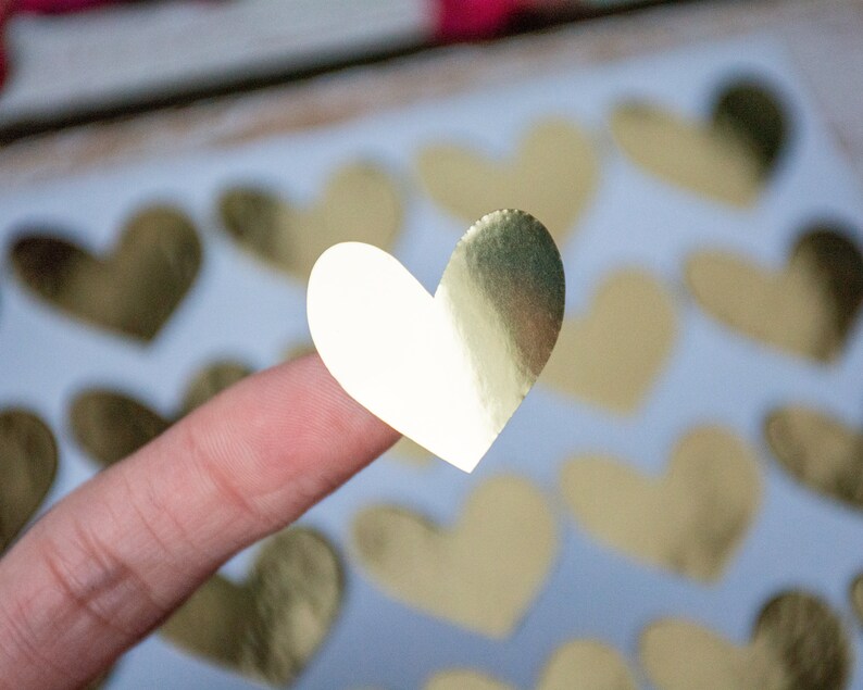 Set of 35 Real Gold Foil Heart Stickers Love Heart Valentines - Etsy