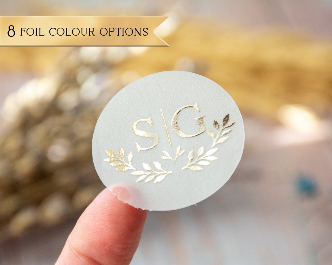 Custom Round Wedding Initial Stickers, Foiled Wedding Invitation ...