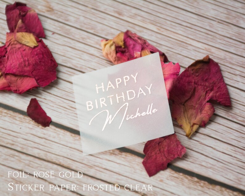 Custom Name Foil Birthday Stickers, Personalized Happy Birthday ...