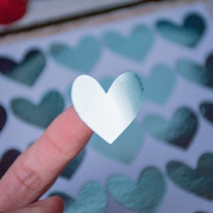 Light Blue Heart Sticker Sheet, Pastel Blue Metallic Stickers, Small ...