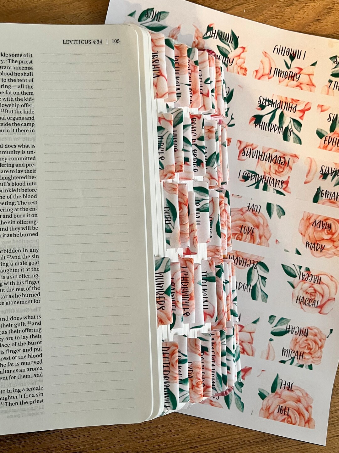 Bible Tabs, Floral Bible Tabs, Handmade Bible Tabs, Pink Bible Tabs ...