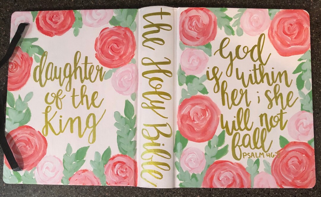 Painted Bible, Hand Painted Bible, Hand Painted Jouranling Bible- NIV ...