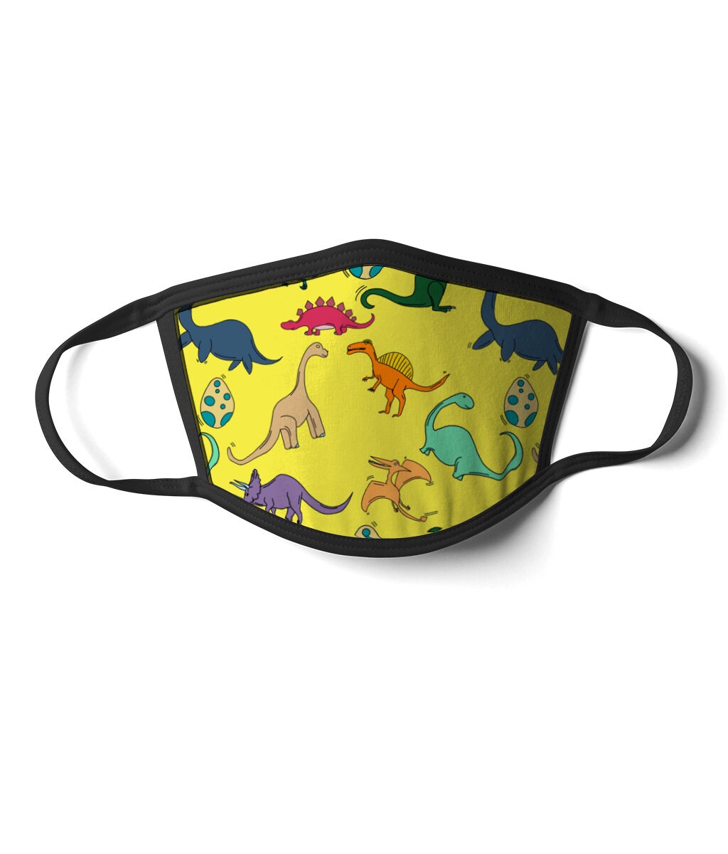 Yellow Dino Face Mask Multi-coloured Dinosaurs | Etsy