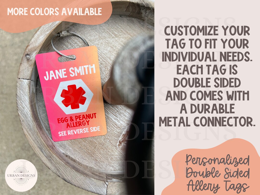 Allergy Tag, Allergy Alert, Food Allergy, Personalized Backpack Tag ...
