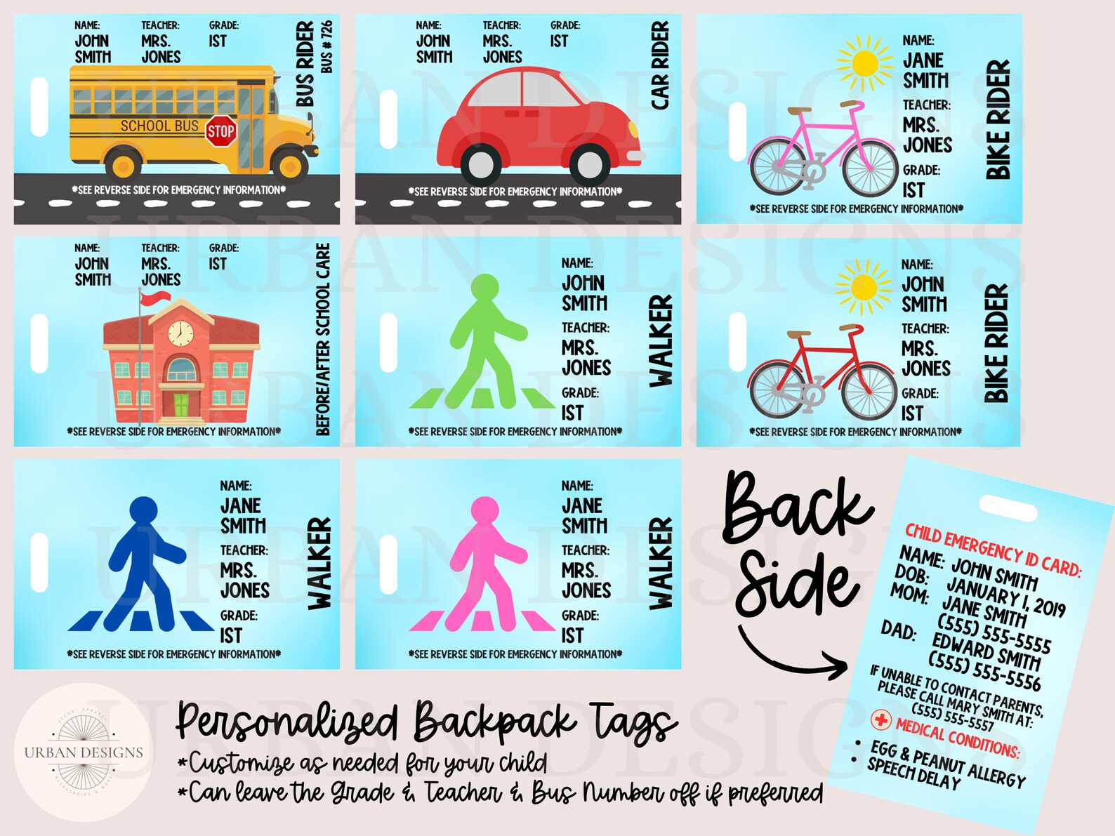 Personalized Backpack Tag, Back to School, Backpack Tags, Student Tag ...