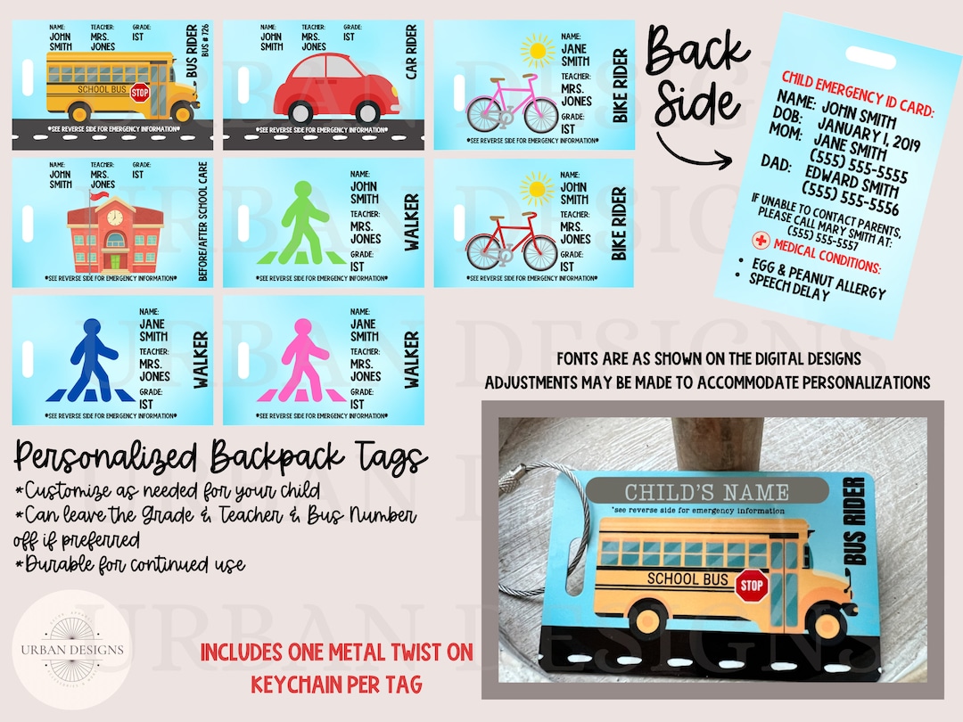 Personalized Backpack Tag, Back to School, Backpack Tags, Student Tag ...