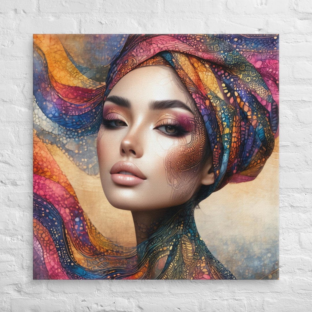 Colorful Batik Girl Portrait Art Print on Canvas - Etsy