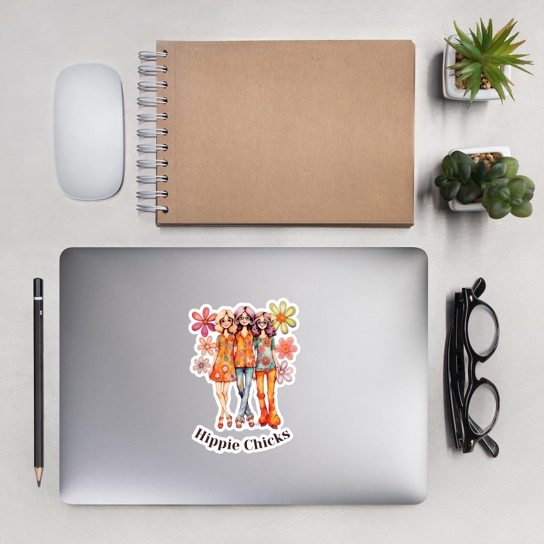Hippie Chicks Stickers, Retro 70s Style Stickers With 3 Groovy Girls ...