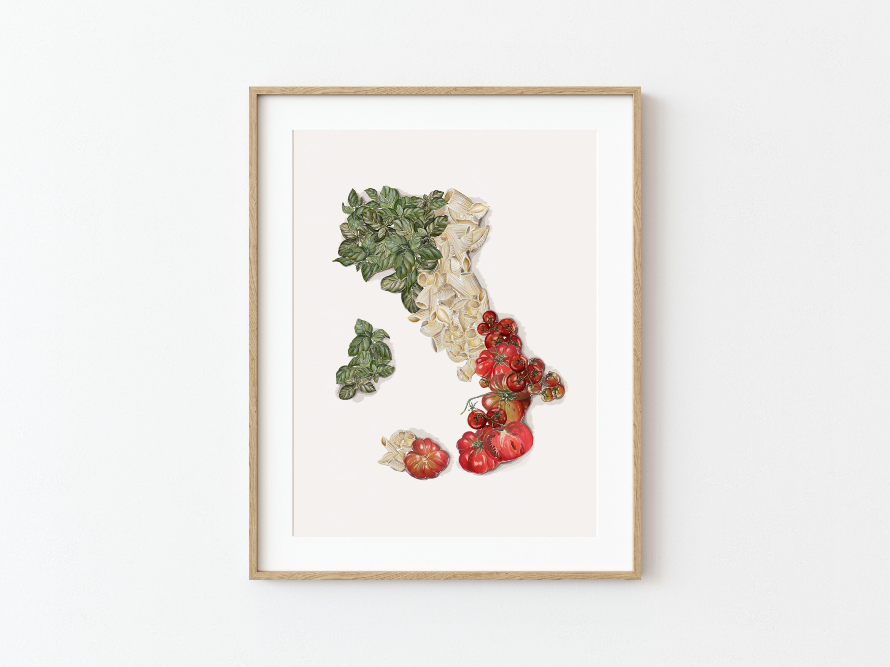Italian Food Map Print, Printable Wall Art, Hand Painted Realistic Art ...