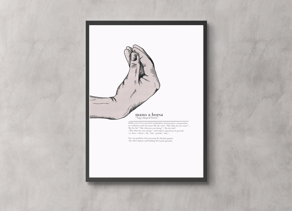 Italian Print Set, Definition Prints, Italian Hand Gesture, Modern ...