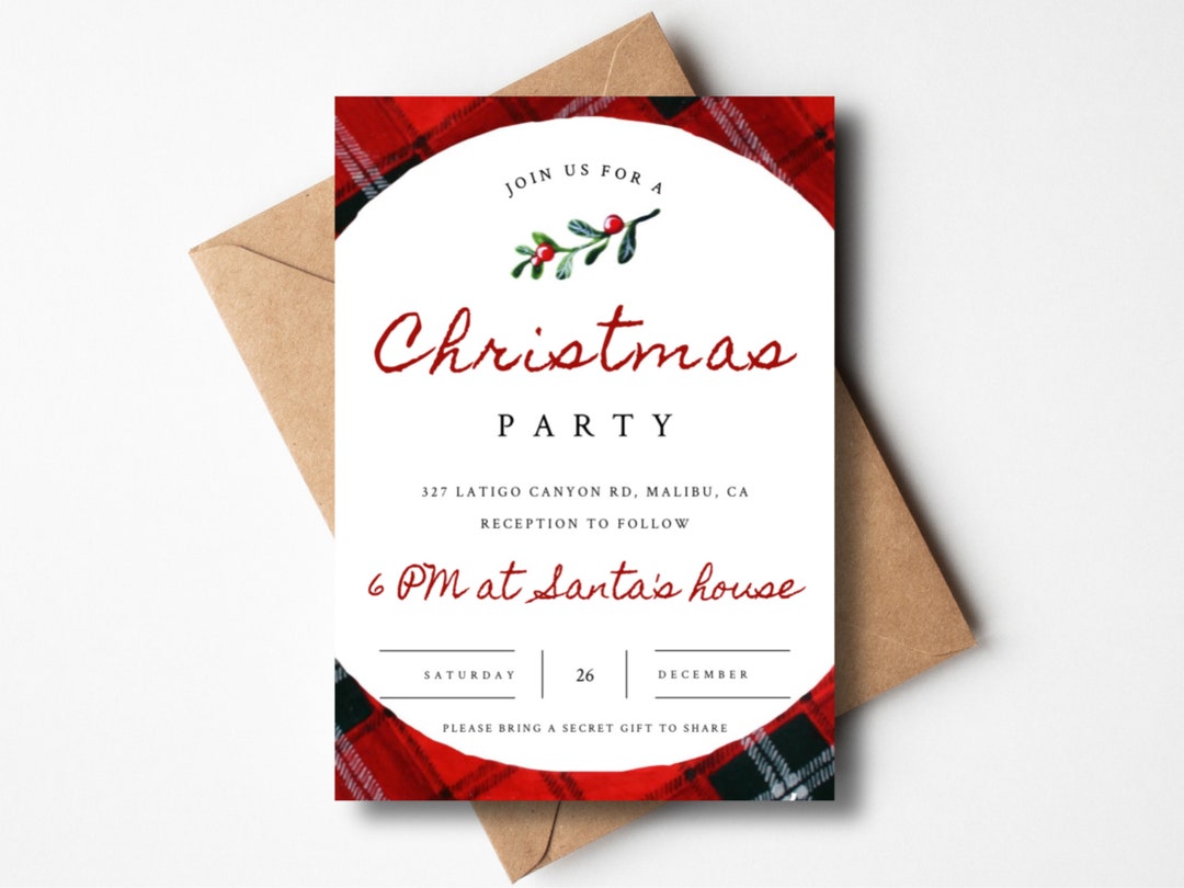 Christmas Invitation, Instant Download, Template Editable, Red ...