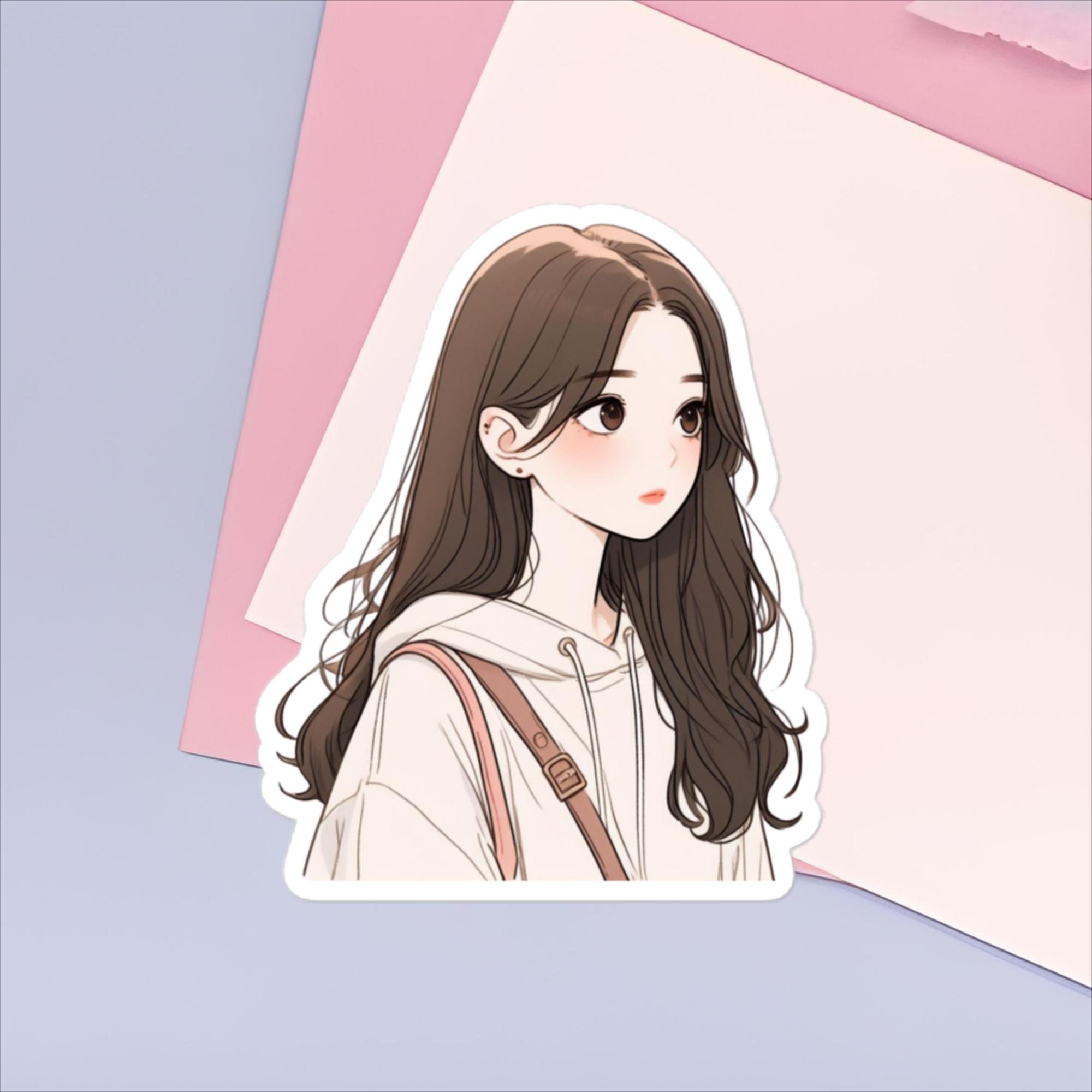 Pretty Korean Webtoon Girl Side Profile Sticker - Etsy