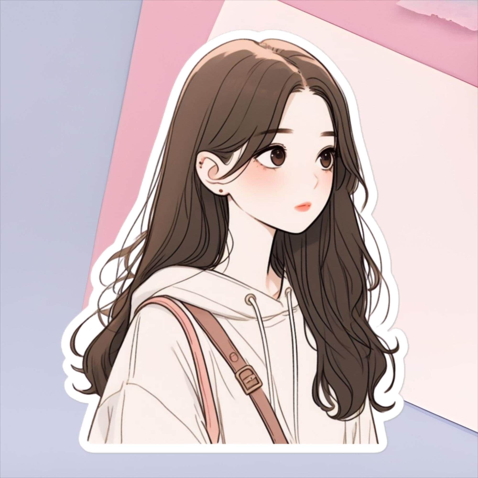 Pretty Korean Webtoon Girl Side Profile Sticker - Etsy