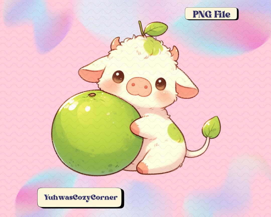 Cute Lime Cow Hugging Lime Digital Download PNG File.png - Etsy