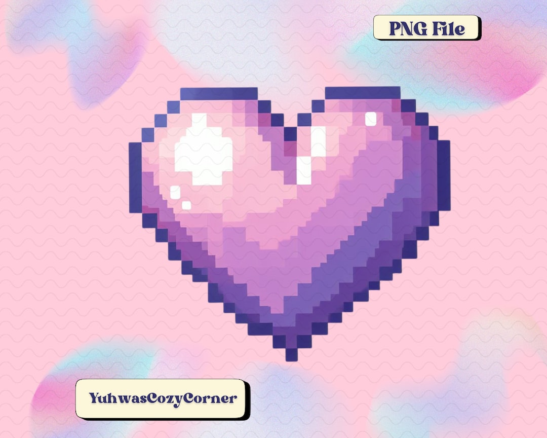 Aesthetic Purple Digital Pixel Heart Digital Download PNG File - Etsy