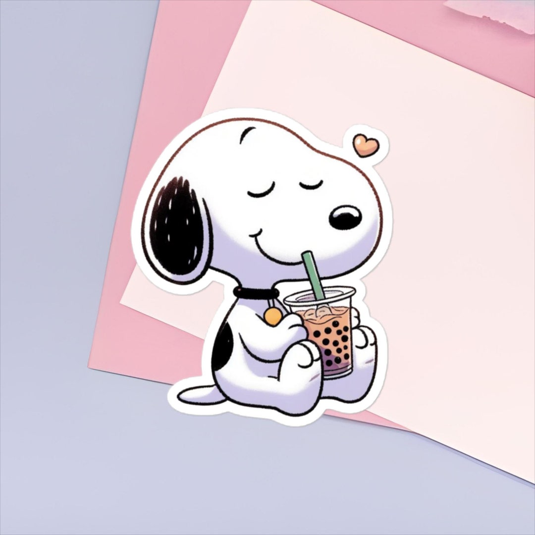 Snoopy With Boba Sticker - Etsy