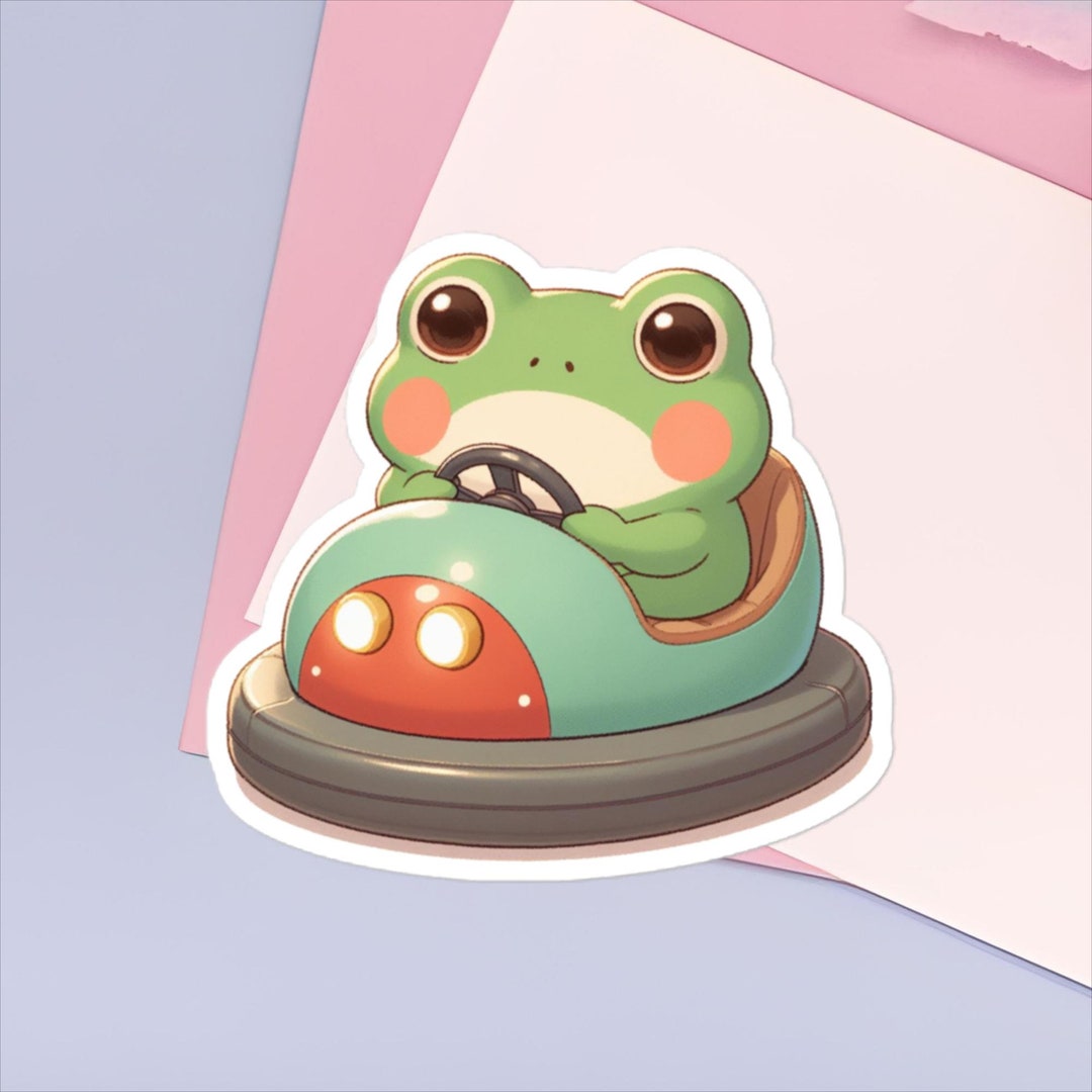 Frog in Tiny Bumper Car Sticker - Etsy