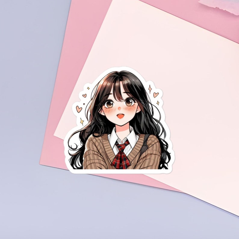 Excited Korean Webtoon Girl Sticker - Etsy