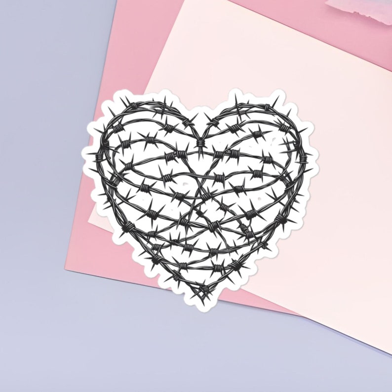 Y2K Aesthetic Barbed Wire Heart Vinyl Sticker - Etsy