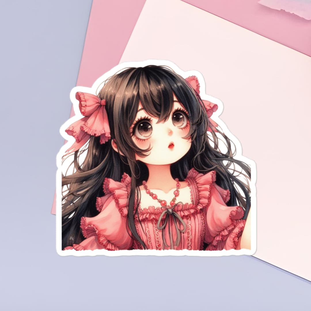 Vintage Pink Dress Anime Girl Sticker - Etsy