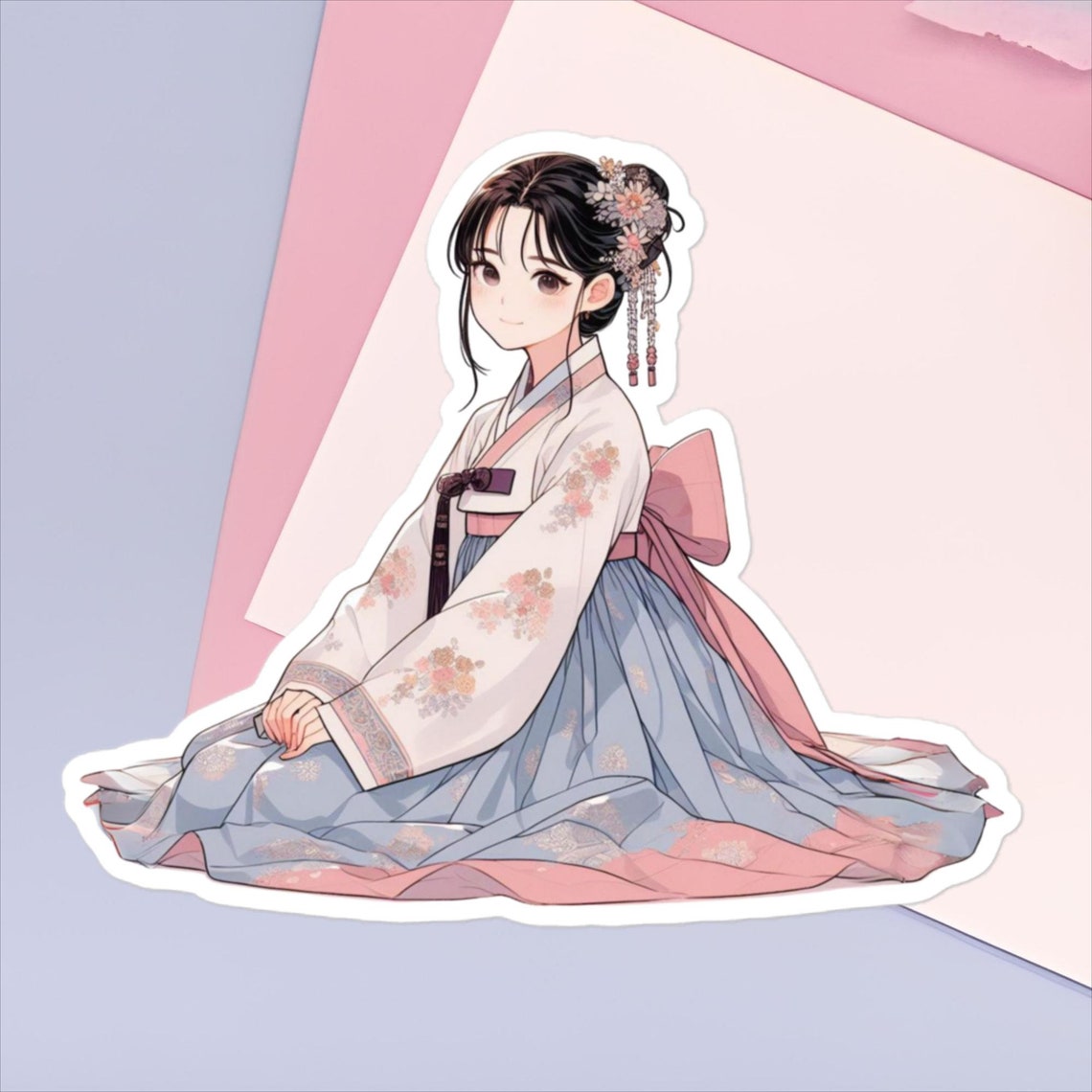 Korean Webtoon Girl in Pretty Hanbok Vinyl Sticker Cute Stationery ...
