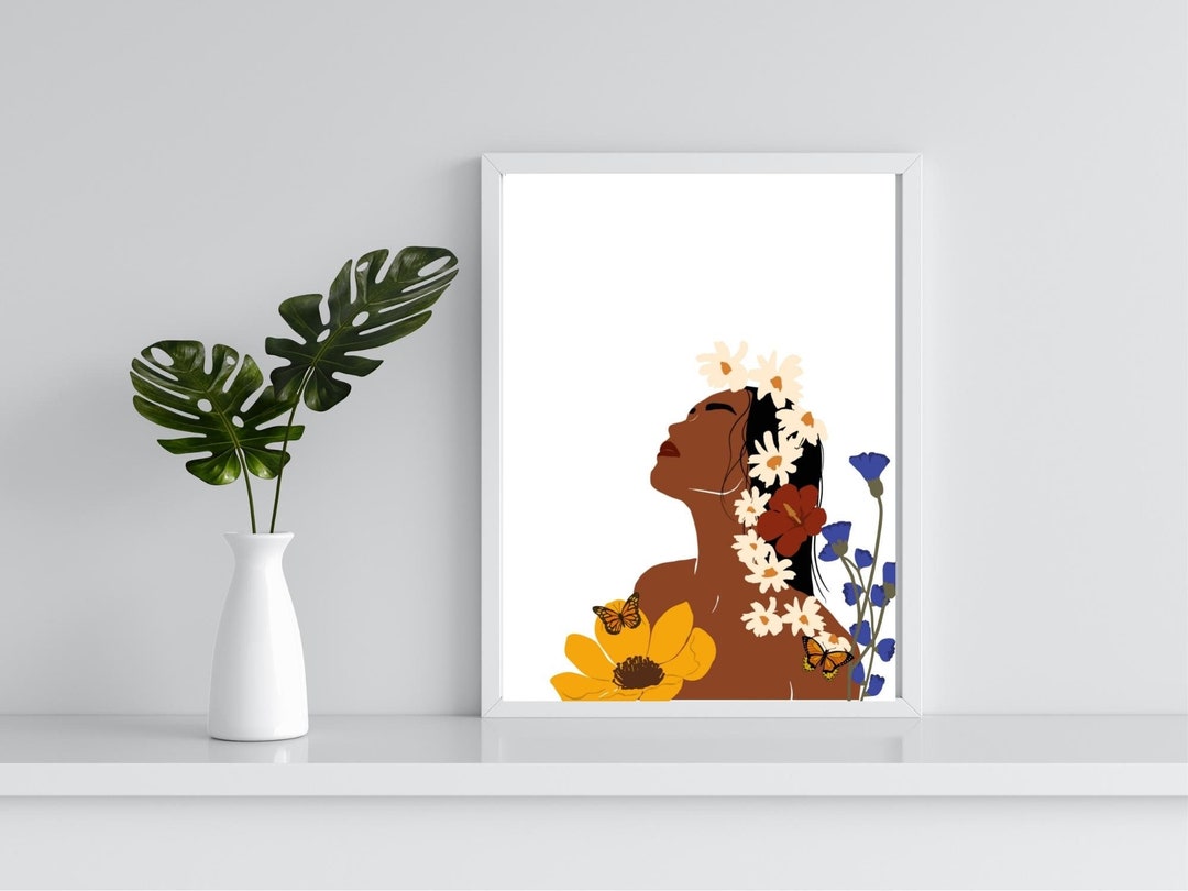 Flower Girl Art Print: Botanical Woman Illustration (digital Download ...