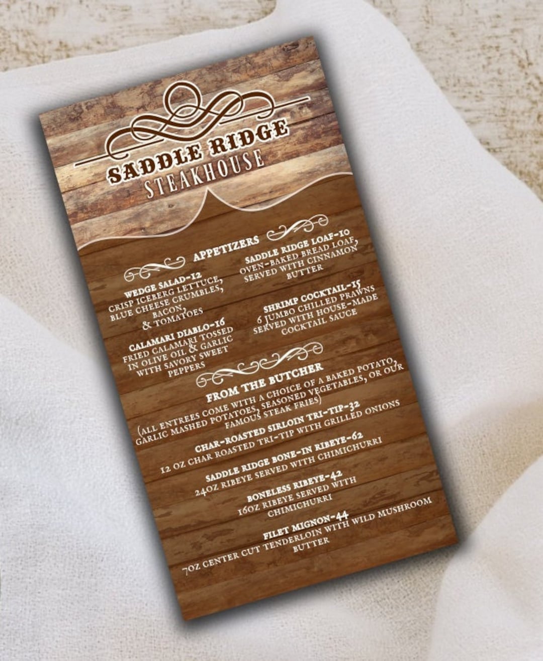 Rustic Restaurant Menu Template, Editable Western Dinner Menu, Barn ...