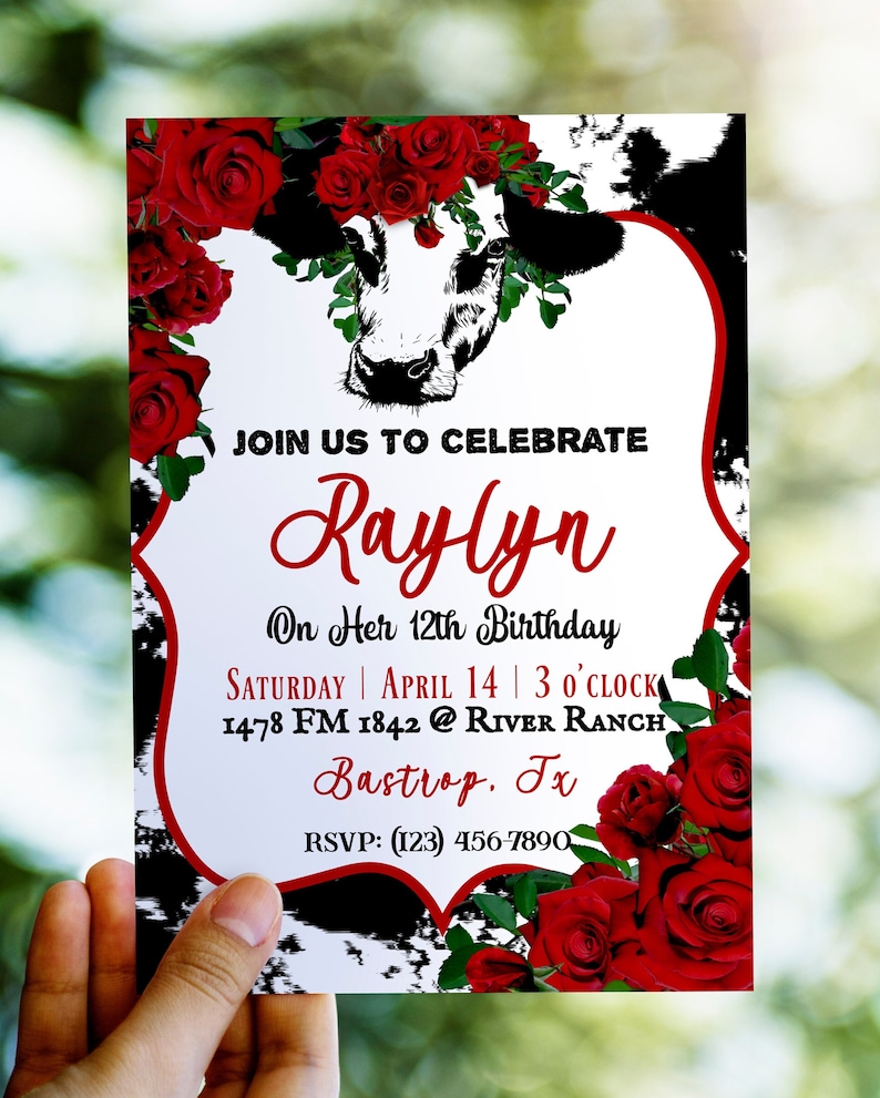 Editable Cow Birthday Invitation Cow Party Invitation - Etsy