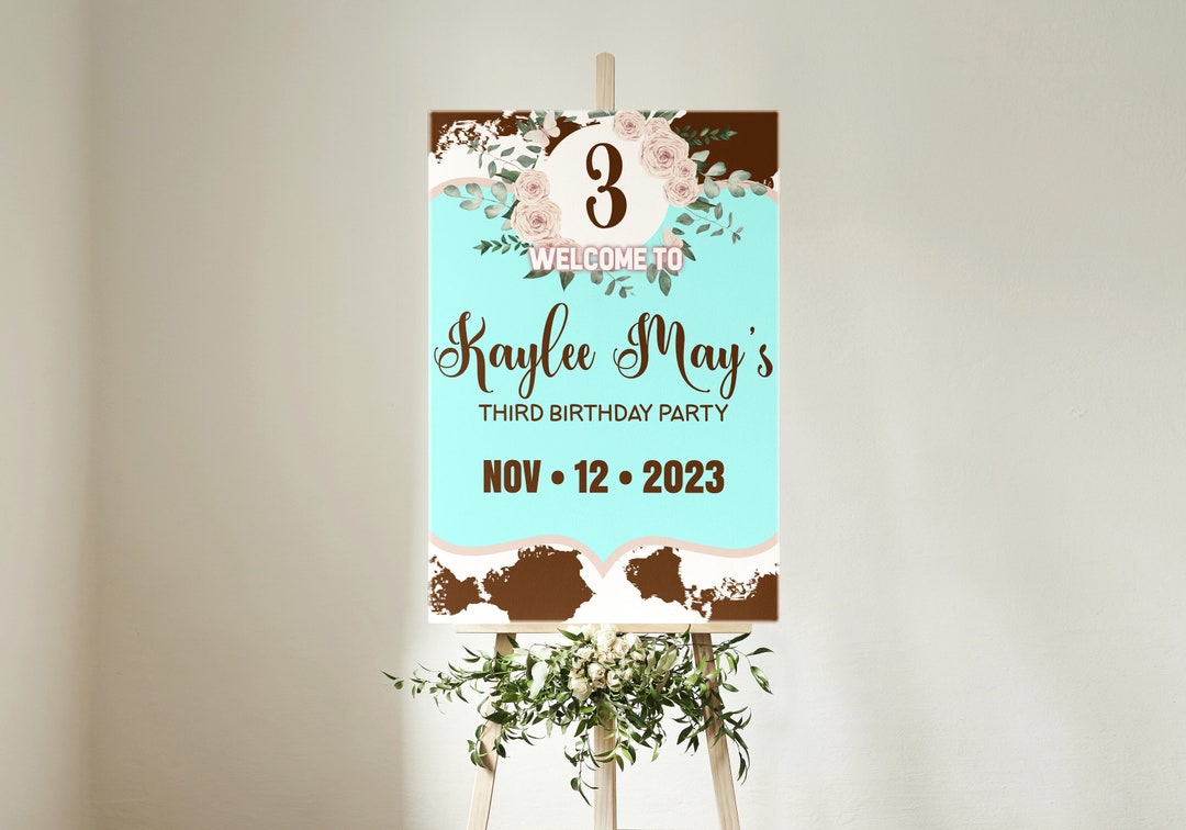 Cow Print Birthday Welcome Sign 24 X 36 Large Cow - Etsy