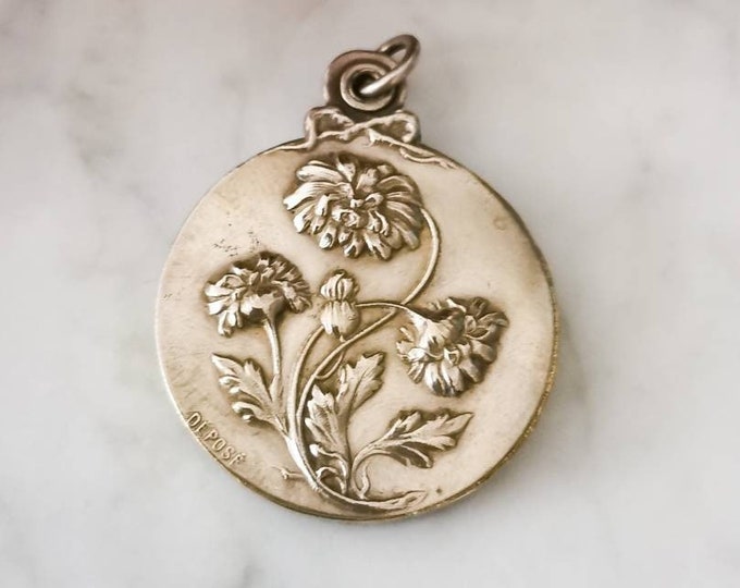 Old Edwardian Medallion Photo Holder Flowers Signed Deposed Embossed ...