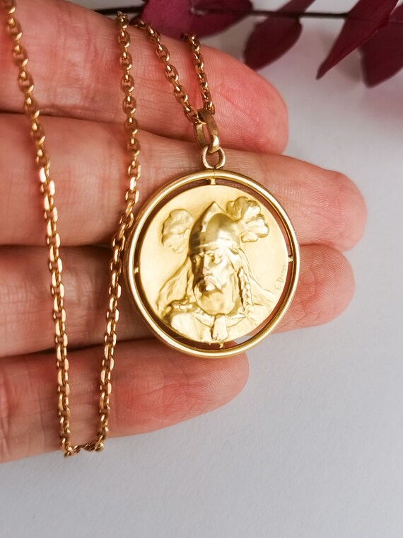 Old Edwardian pendant Gallic Chef medal signed Dropsy… - Gem